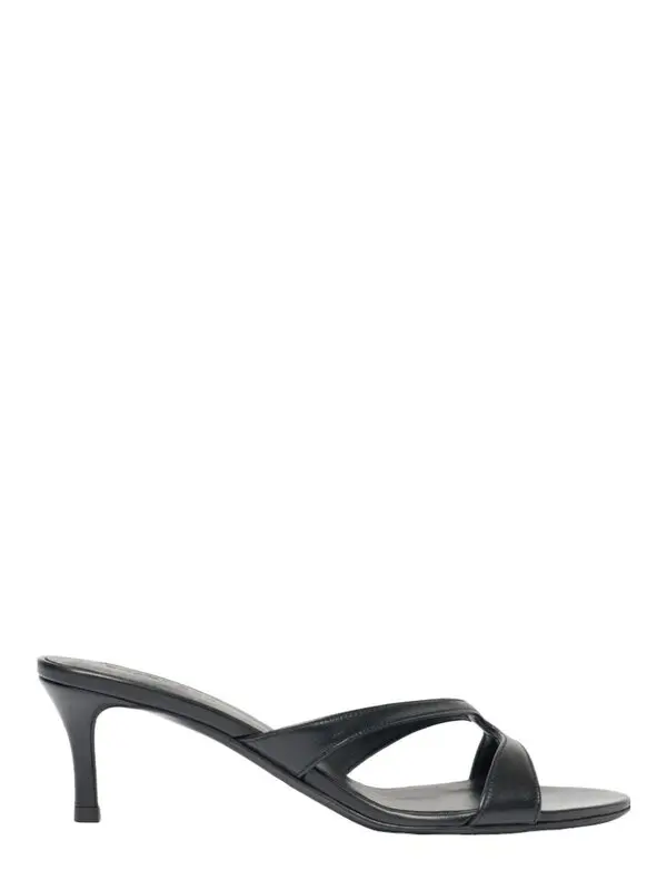 SCAROSSO Round-toe High-heeled Sandals With Crisscross Straps - Black