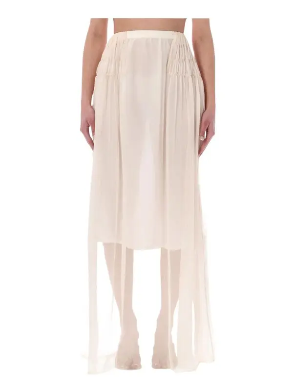 Dries Van Noten Scarlett Sheer Pleated Skirt - Off White