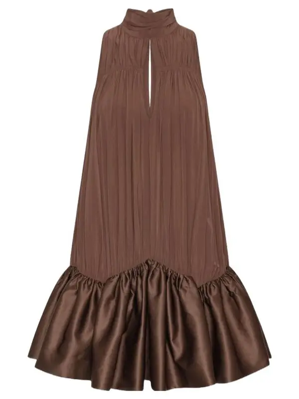 ROTATE BY BIRGER CHRISTENSEN Gathered Bow Mini Dress - Dark Brown