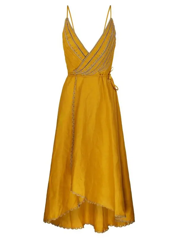 Farm Rio Eyelet-embellished Wrap Maxi Dress - Brown