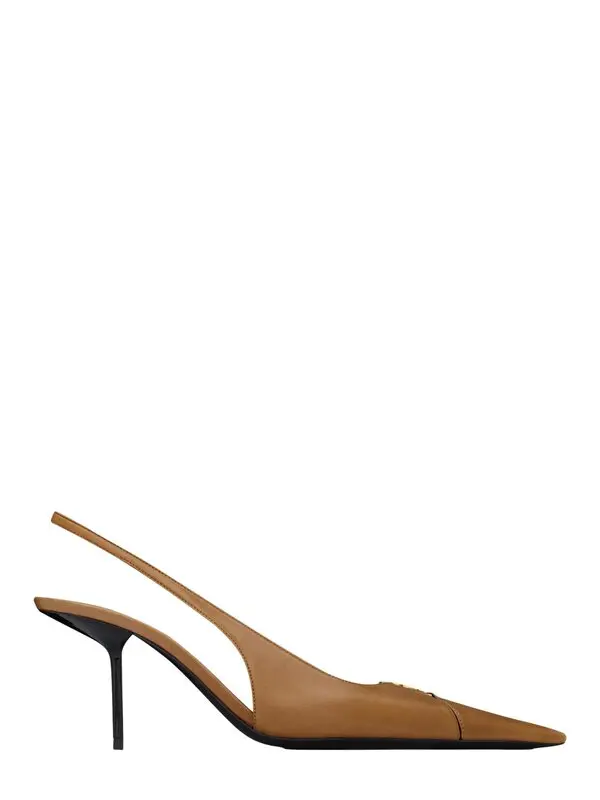 Saint Laurent Babylone 75 Slingback Pumps - Macadamia