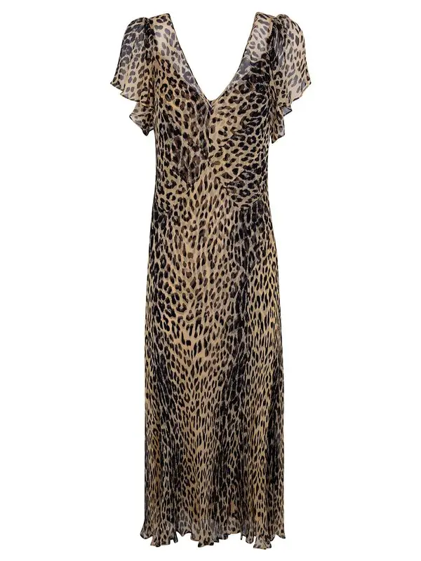 Rixo V-neck Leopard Print Dress - Multicolor