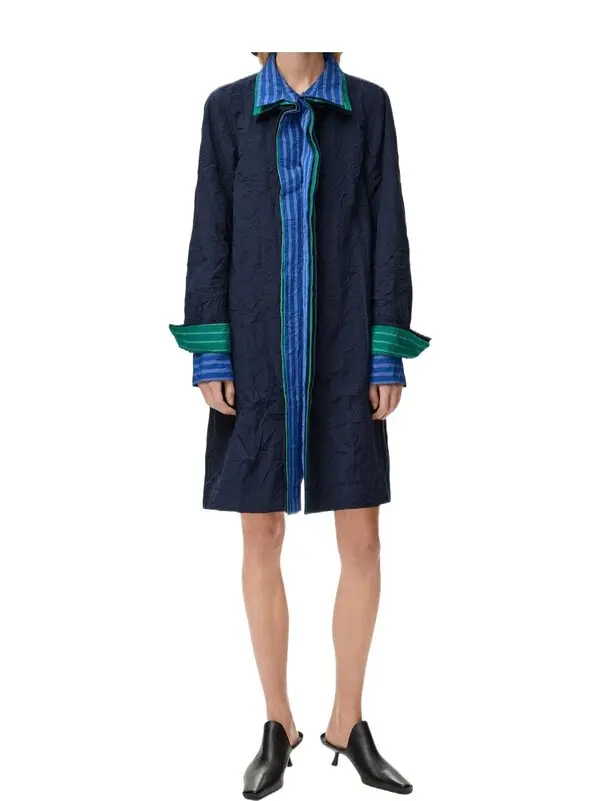 Loewe Long Sleeve Dress With Striped Details - Navy Blue/multicolour
