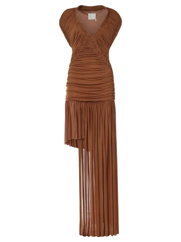 Christopher Esber Theron Pleated Maxi Dress - Brown