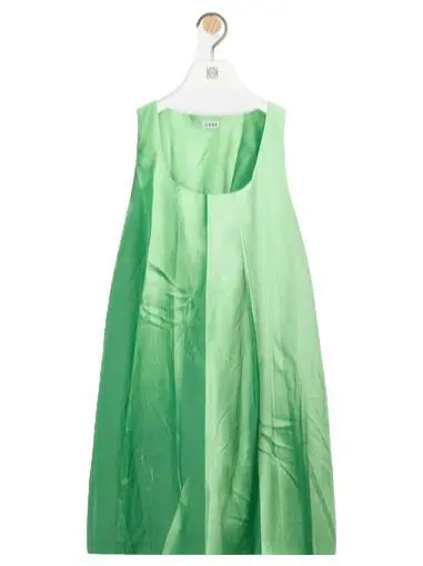 Loewe Sleeveless Shift Dress With Double L Embroidery - Green
