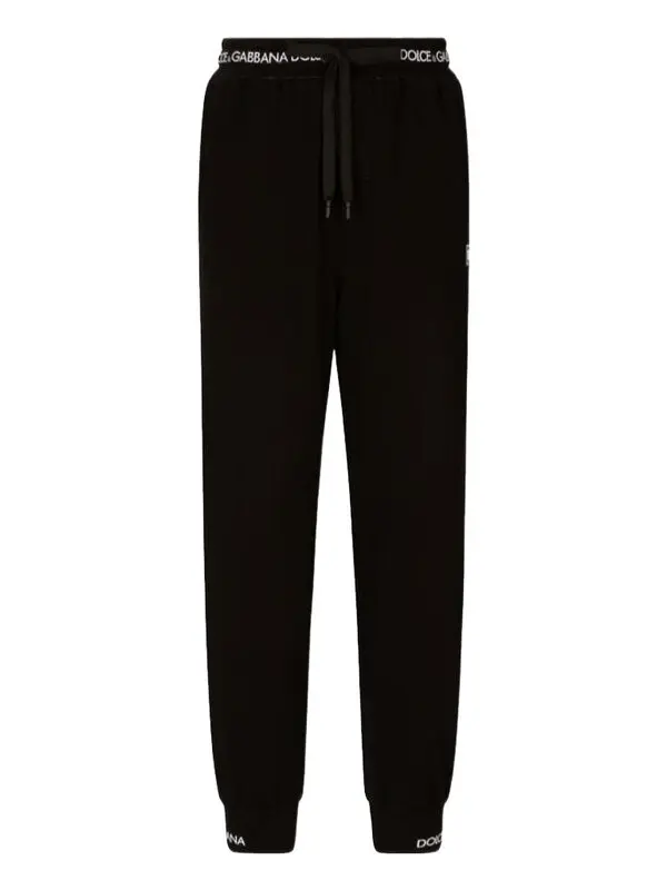 Dolce & Gabbana Logo Patch Drawstring Pants - Black