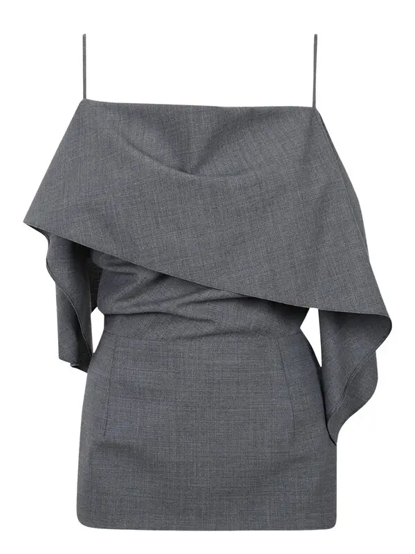MAISON MARGIELA Sleeveless Ruffled Strap Top - Grey
