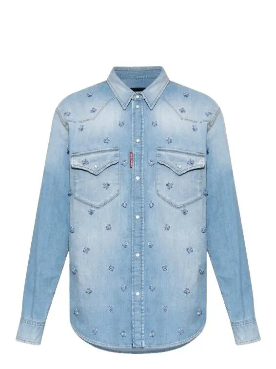 Dsquared2 Embellished Western Shirt - Blue