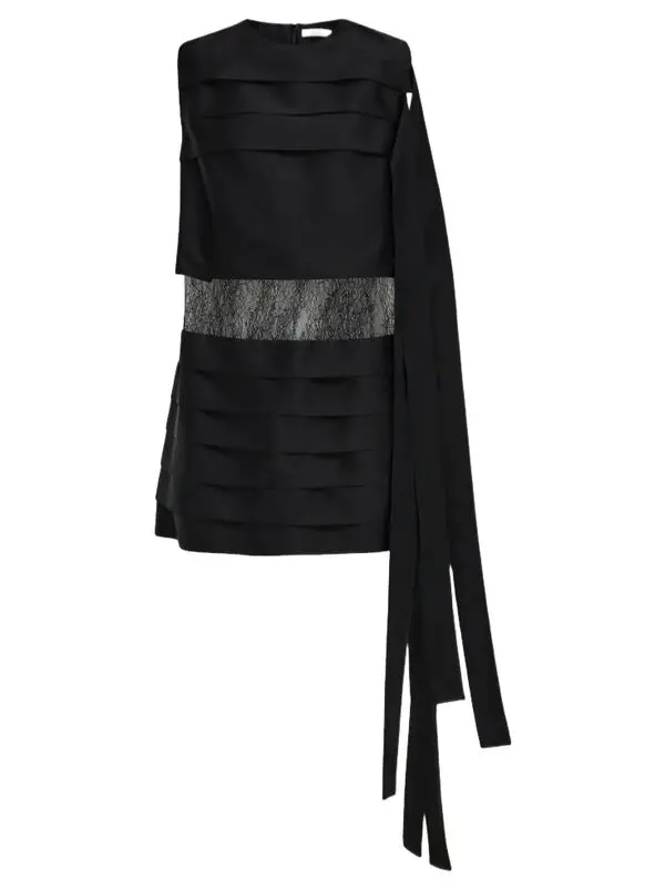 FERRAGAMO Sleeveless Mini Dress With Lace Detail - Black