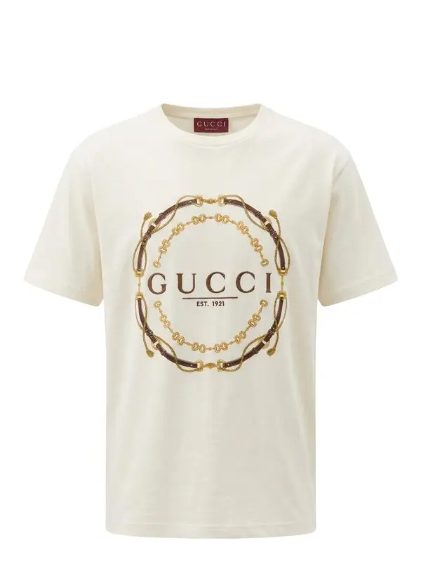 Gucci Logo Printed Cotton T-shirt - Ivory