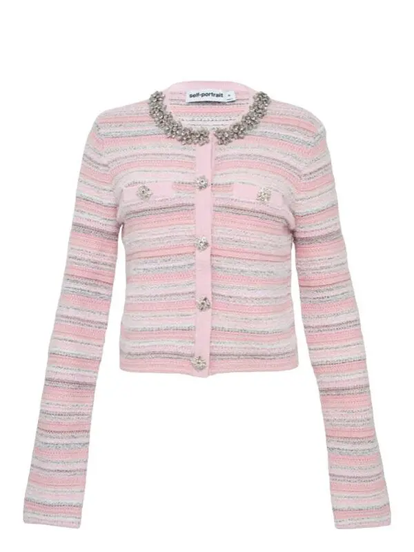 SELF-PORTRAIT Textured Cardigan - Pink