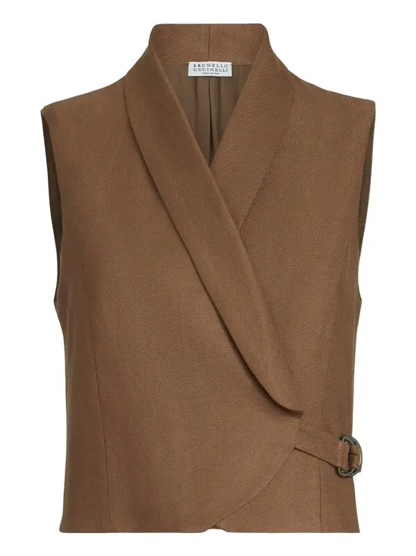 Brunello Cucinelli Sleeveless Shawl Collar Vest With D-ring Belt - Mou