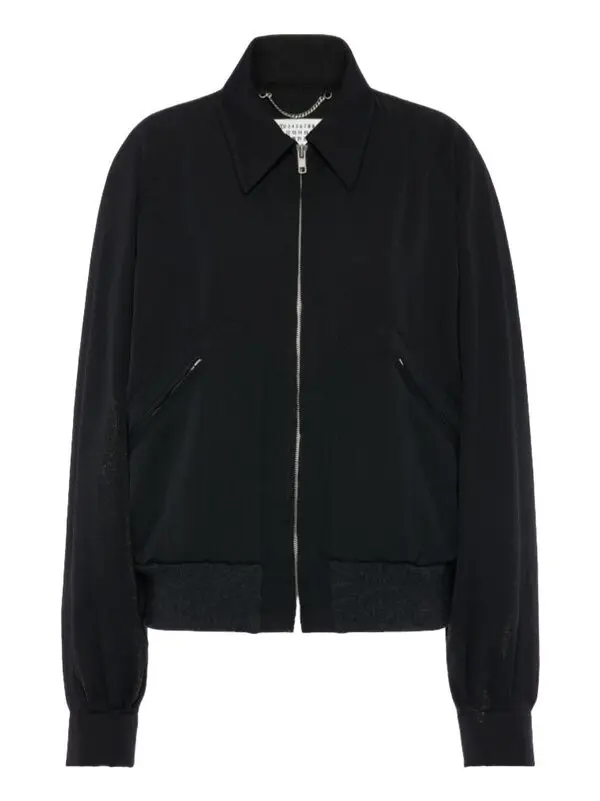 MAISON MARGIELA Wool Gabardine Zip-up Bomber Jacket - Black