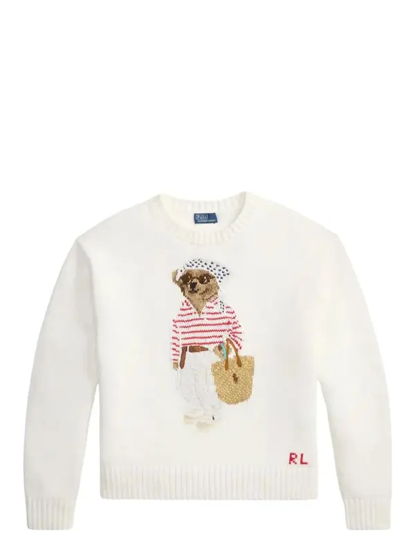 Polo Ralph Lauren Polo Bear Crewneck Knitted Sweater - White