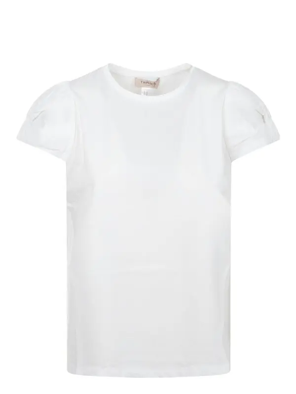 TWINSET Crew Neck Short Sleeve T-shirt With Straight Hem - White