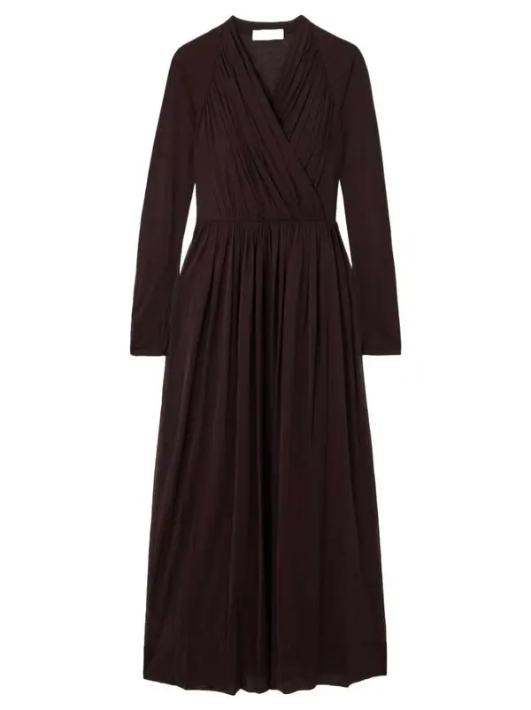 Tory Burch Pleated Wrap Dress - Spiced Chocolate-brown