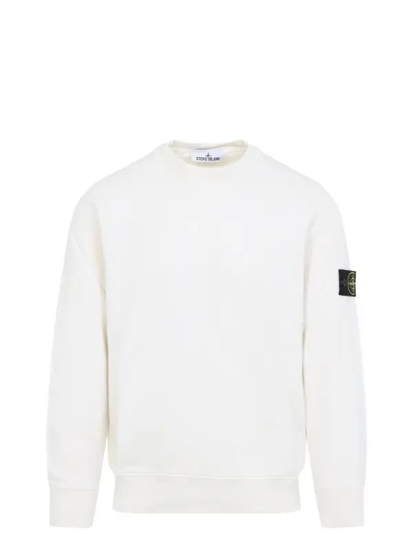 Stone Island Logo Patch Crewneck Sweatshirt - Ivory