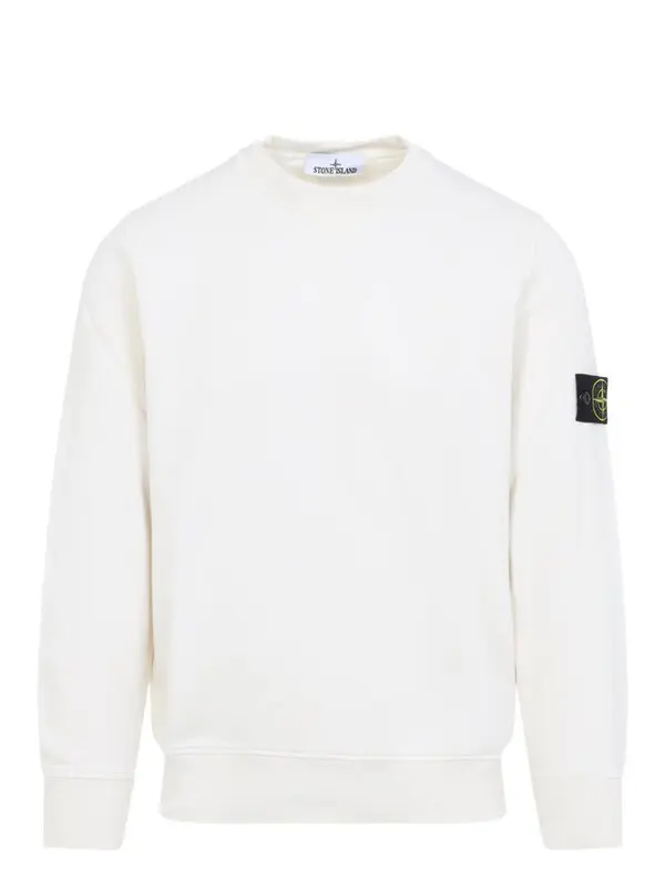 Stone Island Logo Patch Crewneck Sweatshirt - Ivory