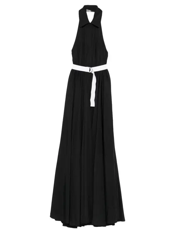 Norma Kamali Halterneck Belted Maxi Dress - Black