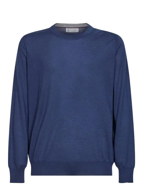Brunello Cucinelli Ribbed Crewneck Knitted Sweater - Blue