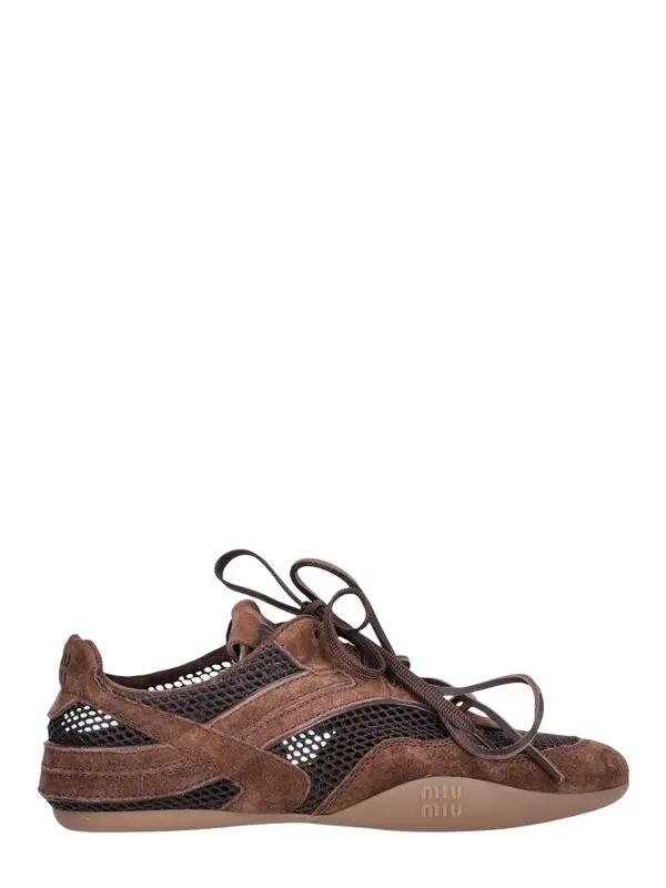 Miu Miu Mesh Paneled Sneakers - Cocoa Brown