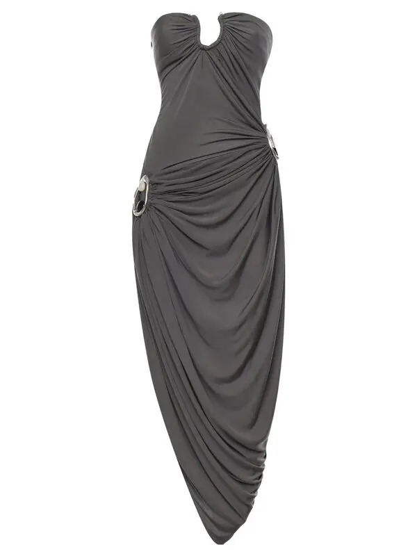 Christopher Esber Draped Strapless Midi Dress - Granite Blue