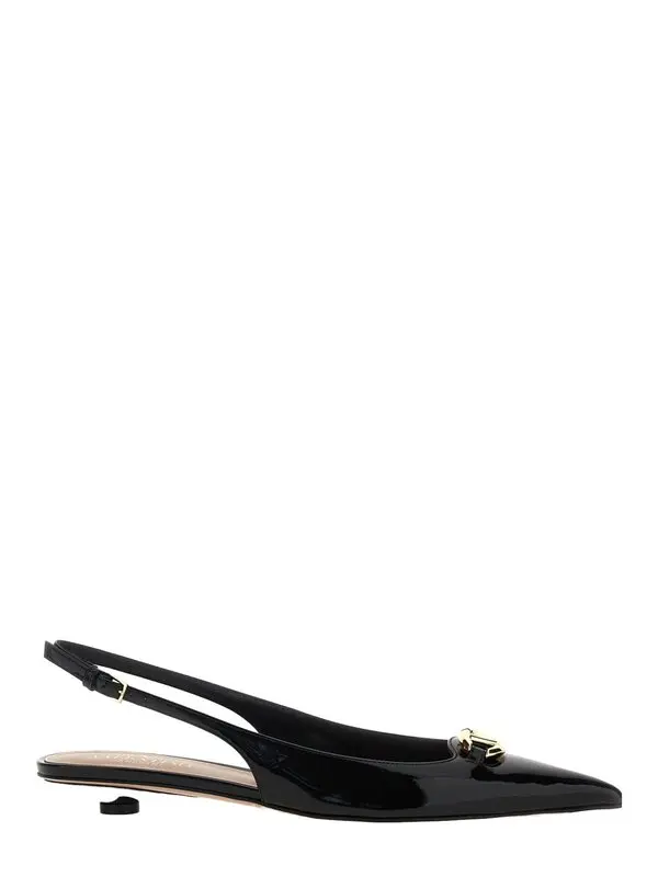 Valentino Garavani Vlogo Signature Pointed Toe Ballerina - Black