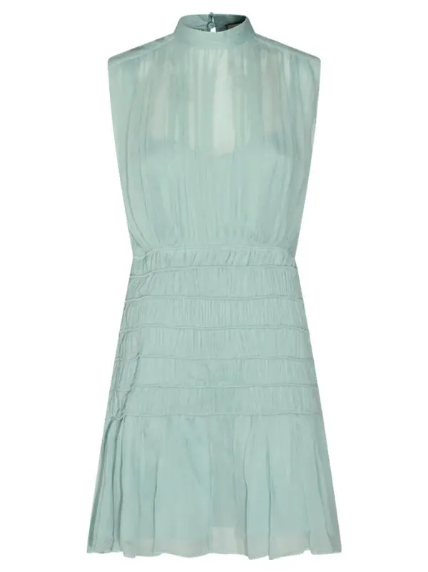 TWINSET Sleeveless High Neck Shirred Dress - No