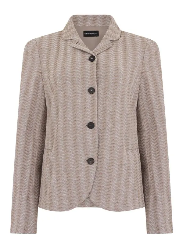 Emporio Armani Chevron Single-breasted Blazer - Nude