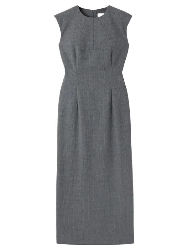 Tove Estelle Pinstriped Woven Midi Dress - Grey