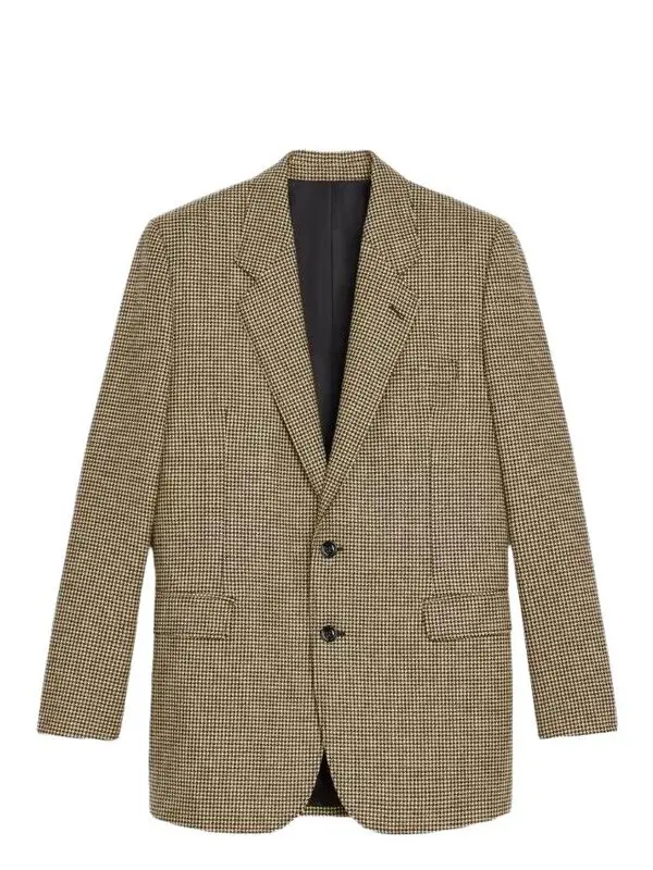 Celine Tournon" Houndstooth Wool Blazer - Nude