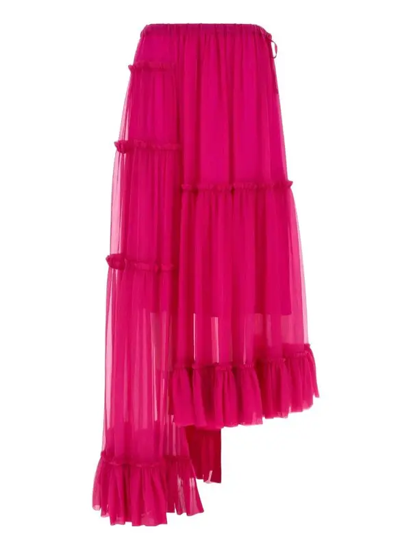 Dries Van Noten Asymmetrical Ruffled Tulle Skirt - Pink