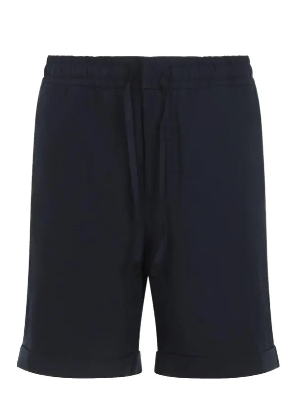 Canali Elastic Waist Drawstring Shorts With Cuffed Hems - Navy Blue