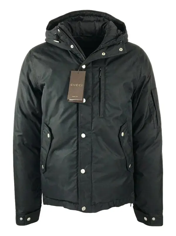 Gucci Long-sleeved Hooded Casual Jacket - Black