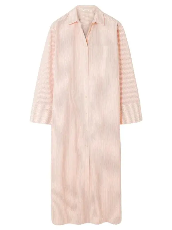 BY MALENE BIRGER Perros Striped Organic Cotton-poplin Midi Dress - Pink