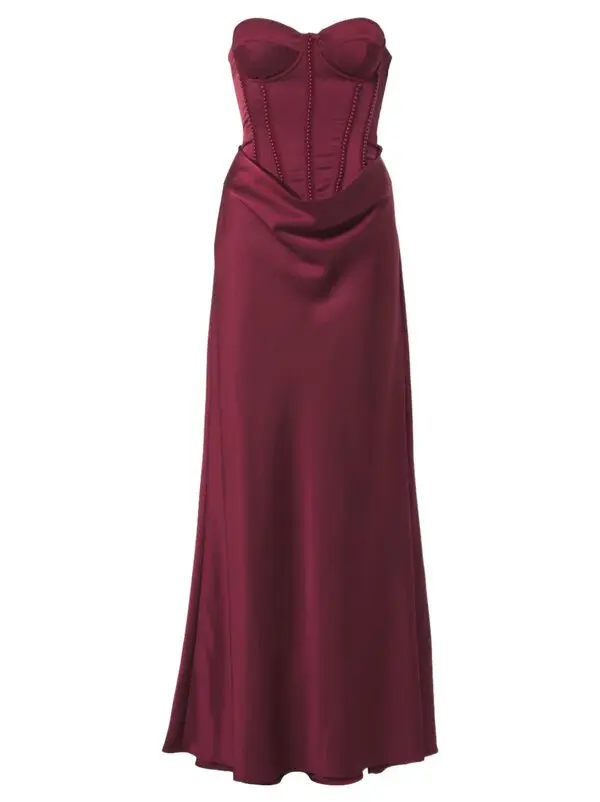 ROTATE BY BIRGER CHRISTENSEN Draped Corset Maxi Dress - Red