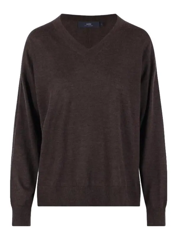 Arch4 V-neck Ribbed Knit Sweater - Black
