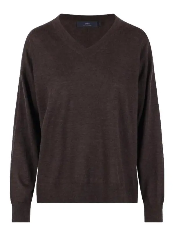 Arch4 V-neck Ribbed Knit Sweater - Black