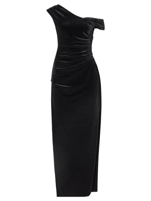 SIR. Ettore Draped Velvet Maxi Dress - Black