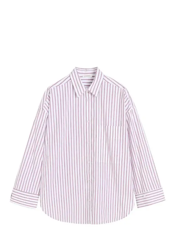BY MALENE BIRGER Striped Button-up Shirt - Cabernet Sauvignon Stripe