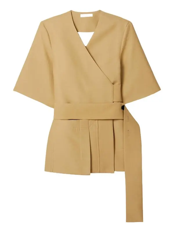 Co Name' Woven Wrap Top - Camel