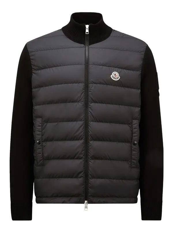 Moncler Zip-up Knit Padded Cardigan - Black