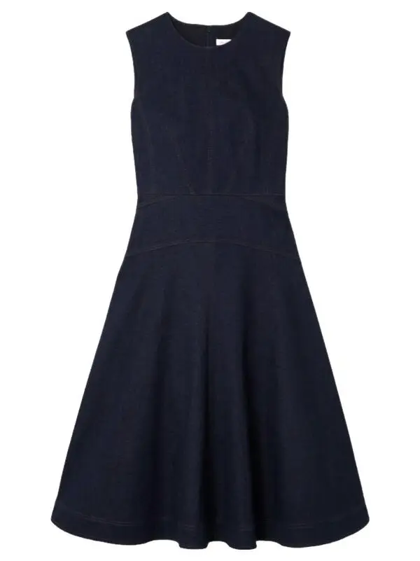 Veronica Beard Patchwork Denim Midi Dress - Navy