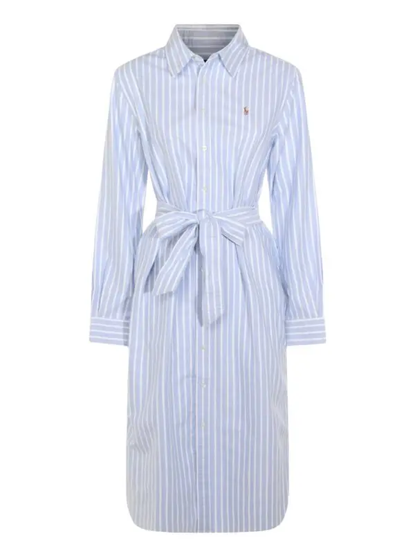 Polo Ralph Lauren Striped Belted Shirt Dress - Blue