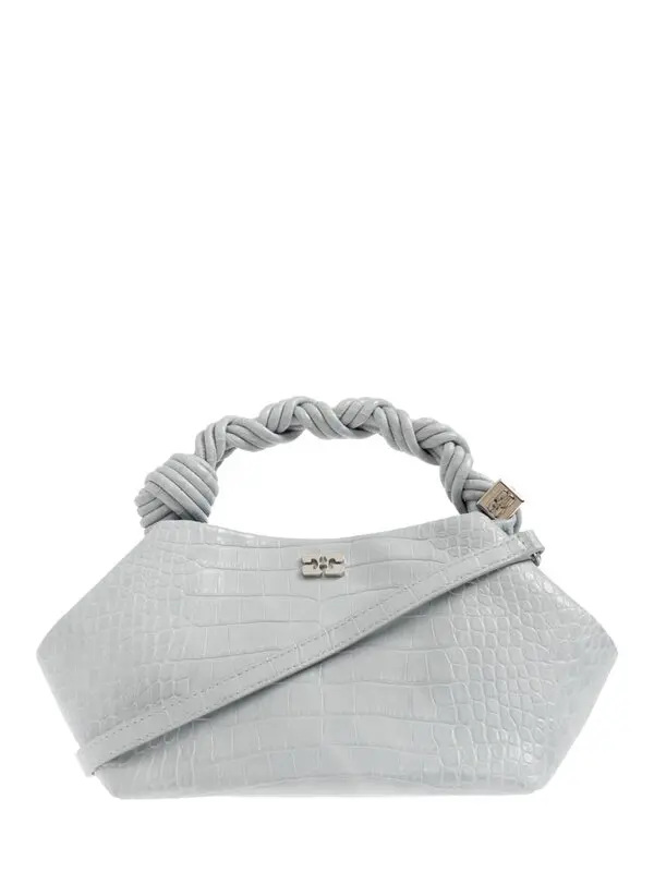 GANNI Crocodile-effect Mini Bou Tote Bag With Twisted Handle - Gray