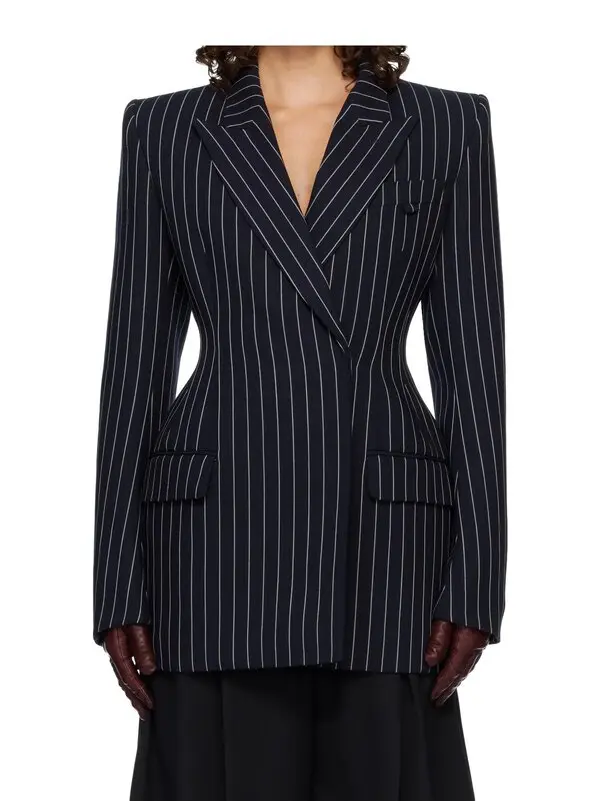 MUGLER Pinstripe Double-breasted Jacket - Black
