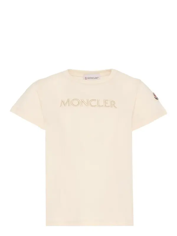 Moncler Logo Embroidered Crewneck T-shirt - Beige