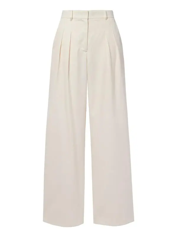 LoveShackFancy Adams Pleated Wide-leg Pants - White