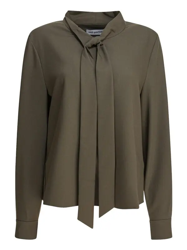 SELF-PORTRAIT Pussy-bow Blouse - Green