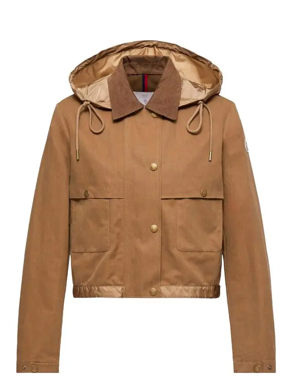 Moncler Collared Button-up Hooded Jacket - Light Brown